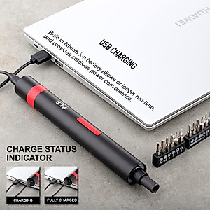 P.I.T. Electric Screwdriver Set, 3.6V Cordless Magnetic Precision Screwdriver Kit with 3 Led Light and 24 Standard Screwdriver Heads, Handy Repair Tool for Phone Watch Camera Laptop