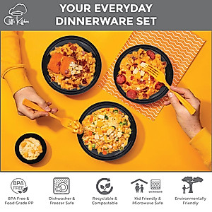 32 Pcs Wheat Straw Dinnerware Sets-Black Dinnerware Sets For 8- Unbreakable Outdoor Camping Dishes With Large Plates, Bowl And Cup Set-BPA Free,Lightweight,Microwave Safe Wheat Straw Plates And Bowls