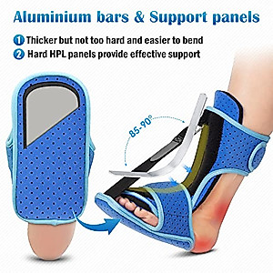 Plantar Fasciitis Night Splint: WXY Foot Brace with Support Plate | Dorsal Night Splint for Plantar Fasciitis Women Men | Plantar Fasciitis Relief Achilles Tendonitis Foot Drop Heel Pain Black-Blue