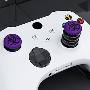 PlayRealm NO Falling Off Thumbstick Extender & Silicone Grip Cover 2 Sets for Xbox Series X/S & Xbox One S/X Controller(BH Purple)