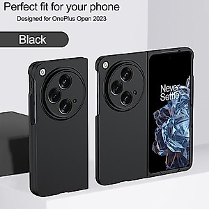 Designed for OnePlus Open Case with Screen Protectors [Hard PC Leather Slim Phone Case] [Shockproof Anti-Slip] Slim Case for OnePlus Open 2023 (Black)