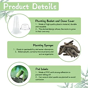 120pcs Seed Pod Kit for Aerogarden Hydroponics Garden Accessories for Starting System Grow Anything Kit with 30 Grow Sponges, 30 Grow Baskets, 30 Grow Domes，30 Pod Labels Compatible