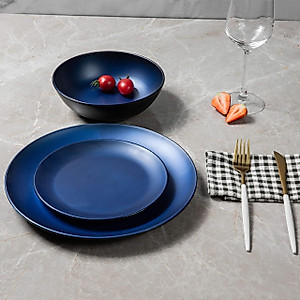 Melamine Dinnerware Sets - 12pcs Plates and Bowls Set, Dishwasher Safe, Break-resistant, Indoor and Outdoor Use,Unbreakable