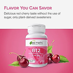 EZ Melts B12 Sublingual Vitamin 2,500 mcg, Methylcobalamin, Sugar-Free, 3-Month Supply