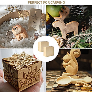 6 Pack Unfinished Wood Blocks for Crafting, 4x4x2 Inch Squares Basswood Blocks for Carving, Wood Blocks for Crafts, Basswood Carving Blocks for Class, Home DIY