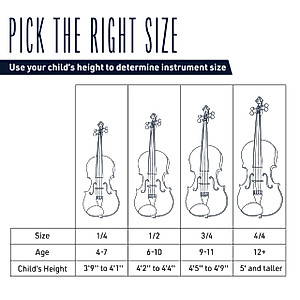 Cecilio CVN-300 Solidwood Ebony Fitted Violin with D'Addario Prelude Strings, Size 4/4 (Full Size)