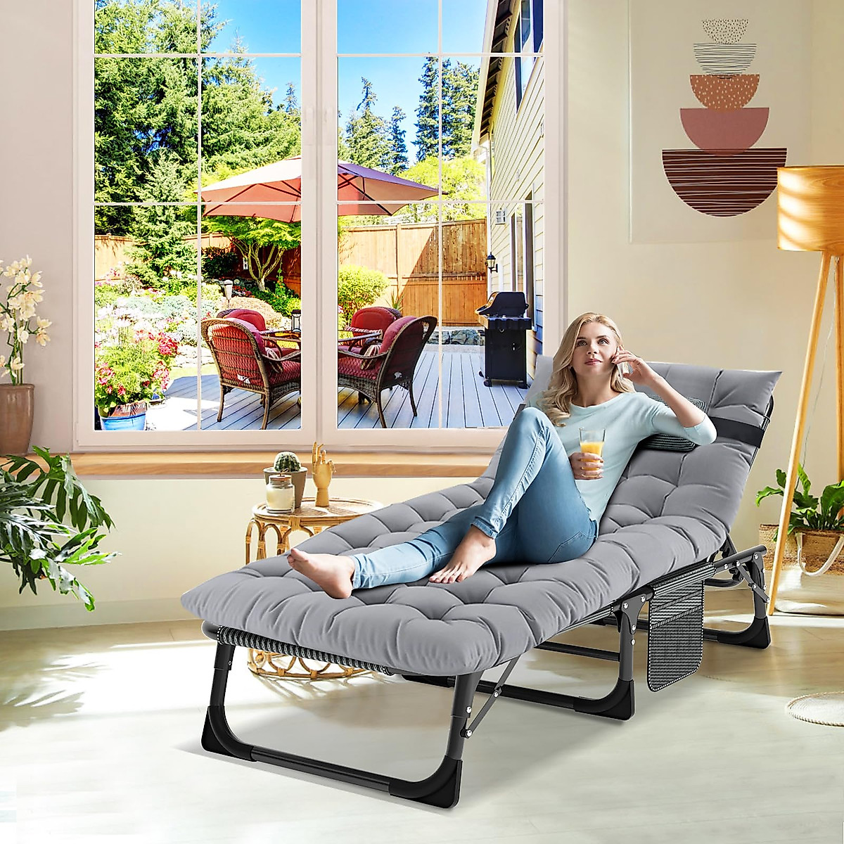 ABORON Foldable Camping Cots for Adults, Double Layer 1200D 500lb Loading Cot for Sleeping, Heavy Duty Guest Bed with Mattress Carrying Bag