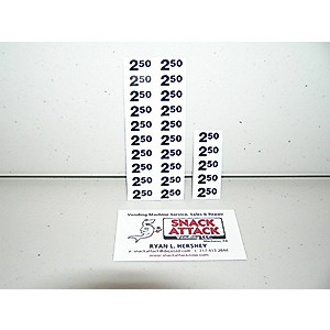(25) SNACK VENDING MACHINE $2.50 / $2.55 PRICE LABELS - Free Ship!