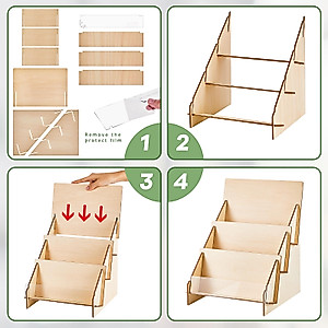 Barydat 2 Pcs Greeting Card Display Stand Wooden Multipurpose Brochure Holder Stand Display Racks for Vendor Events Portable Magazine Literature Organizer Rack (Natural,9 x 9.6 x 13.2 Inch)