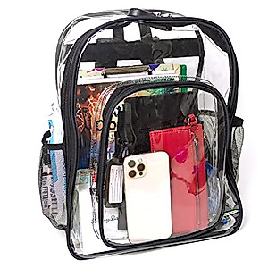 MYPALMER Large Heavy Duty Clear Backpack for school, work, events & travel | Combination Lock And Name Tag | Transparent Backpack | See Through Backpack
