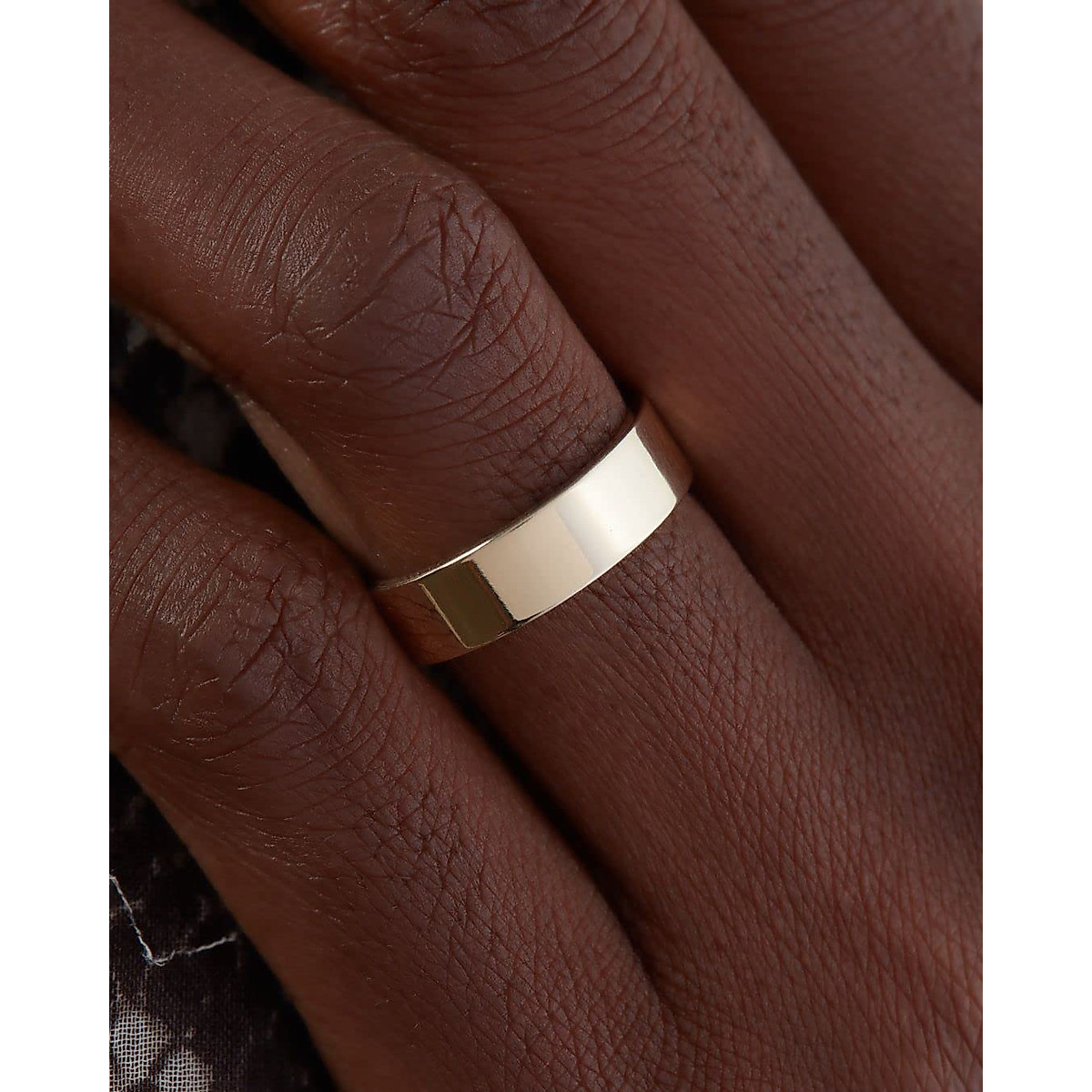 18k Gold Plated 6mm Daily Stacker Band Ring High Polished Minimalist Statement Band Ring Size 7