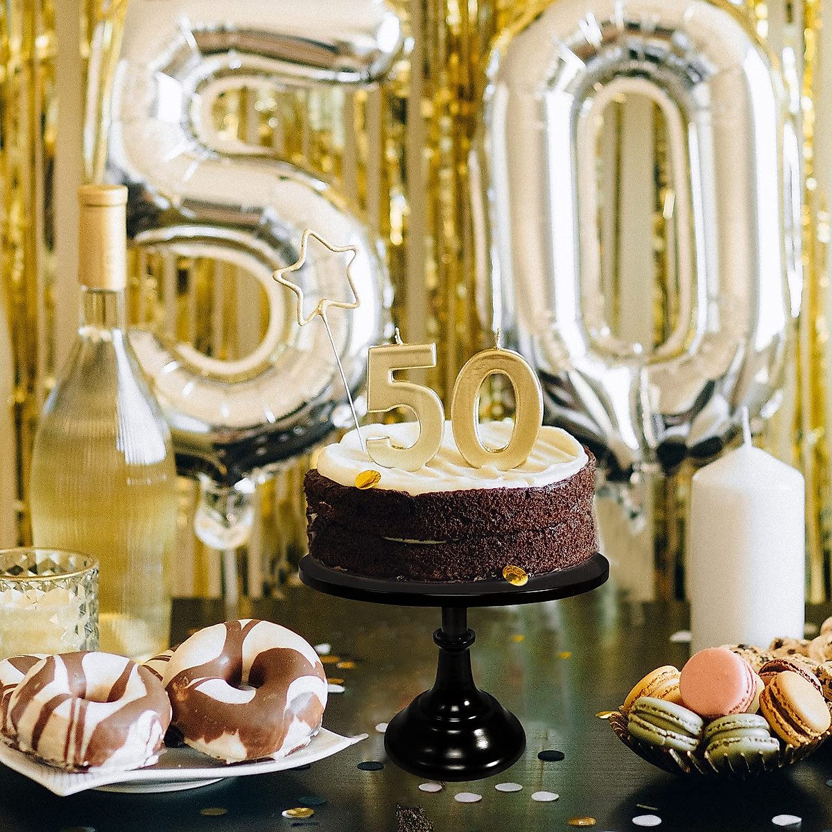 mwellewm 4 Pcs Black Cake Stand Set Round Metal Halloween Cake Stands Metal Cupcake Holder black Dessert Table Display Set for Wedding Birthday Party Baby Shower Anniversaries Supplies