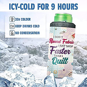 SANDJEST Personalized Sewing Tumbler Sewing Pattern 4 in 1 16oz Tumbler Can Cooler Coozie Stainless Steel Tumbler Gift for Women Quilting Crochet Lover Mom Grandma Birthday Christmas