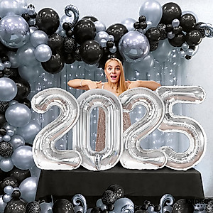 KatchOn, Giant Silver 2025 Balloon Numbers - 42 Inch, New Years Balloons | 2025 Balloons Silver for Happy New Years Decorations 2025 | Foil 2025 Silver Balloons for New Years Eve Party Supplies 2025