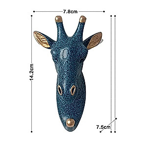LBSLMJB 6PCS Coat Hooks Wall Mounted Creative Antlers Decorative Hooks, Hooks for Hanging Towels, Animal Shaped Blue Resin Wall Hook Rack for Bags, Hat, Cap, Scarf, Cup