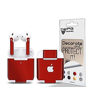 IPG for AirPods 1-2 Stickers Wraps Adhesive Decal Skin for case and Ear Pieces Protective and Decorative Set (Red Pearl)