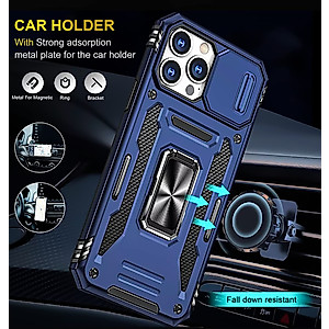 iPhone 14 Pro Max Case with Kickstand, Heavy Duty Hybrid Shockproof Silicone Protective Cover Military case for Apple iPhone 14 pro max 6.7 (Blue)