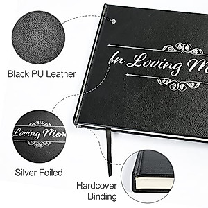 LotFancy Funeral Guest Book, in Loving Memory Memorial Service Guest Book, 130 Pages, Space for Name, Address, Memories, Hardcover, with Black Pen and Table Sign