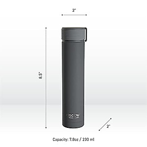 Asobu Skinny Mini Fashon Forward Double Walled Stainless Steel Insulated Water Bottle Bpa Free 7.8 oz (Smoke)