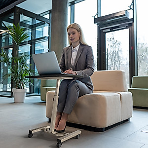 Le Crozz Height Adjustable Mobile Laptop Stand Desk Rolling Cart, Height Adjustable from 28'' to 33''