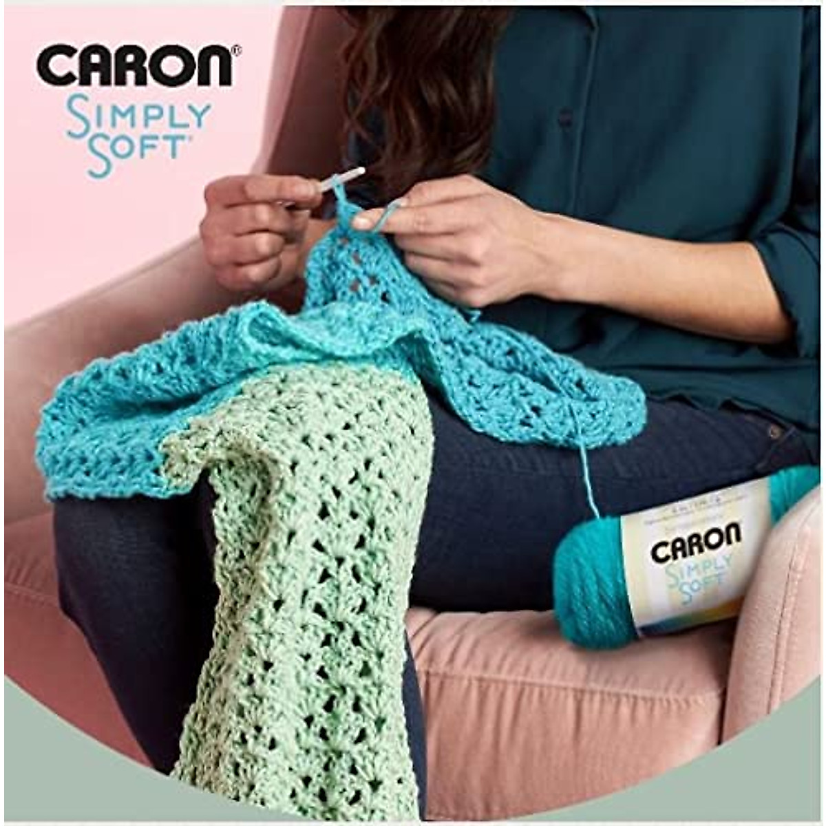 Caron Simply Soft Party Teal Sparkle Yarn - 3 Pack of 85g/3oz - Acrylic - 4 Medium (Worsted) - 164 Yards - Knitting, Crocheting & Crafts