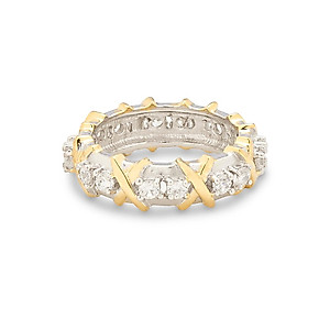 Sterling Silver & Gold Tone Designer Style CZ X Ring, ring size 9 - Women's Fashion Ring - Sterling Silver Ring for Her - Alternative Wedding Ring - Gift for Her - Birthday Gift - Gifts for Mom