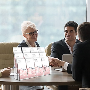 Kigley Acrylic Brochure Holder Pamphlet Brochure Display Stand Tabletop Greeting Card Display Flyer Holder Clear Literature Holder for Pamphlet, Document, Sign, Folders(12 Pockets, 12 Pockets)