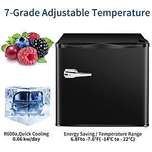 Kismile Small Freezer,Freestanding Mini Freezer with Reversible Door & Removable Shelf & Adjustable Temperature Control, Upright Compact Freezer for Apartment/Home/Office/Dormitory (Black, 1.2 Cu.ft)