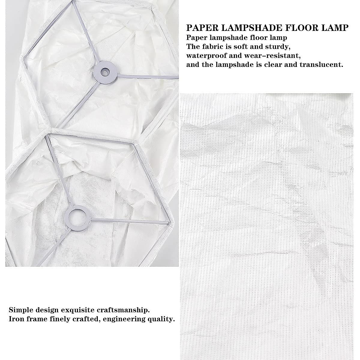 FERCAISH Modern Floor Lamp Lamp Shade, Foldable and Minimalist Style Lamps - Long-lasting Dupont paper lampshade for Office, Kids Room, Reading, Home Decor(Hexagonal)