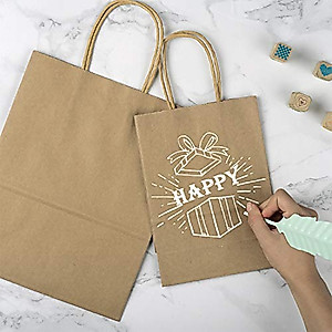 BIOBROWN Gift Bags Paper Bags Bulk with Handles for Birthday Wedding Party Favors - 10 x 5 x 13 inch - 25pcs - Kraft