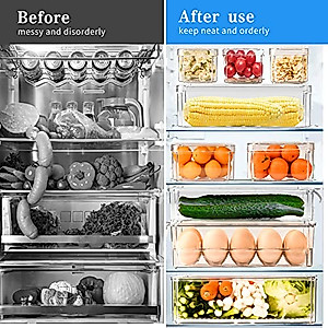 12-pack Stackable Fridge Organizer with 5 liners, Refrigerator Organizer Bins with Lids, Plastic Fridge Organizers and Storage Clear Pantry Organization and Storage Containers for Fruits, Vegetable