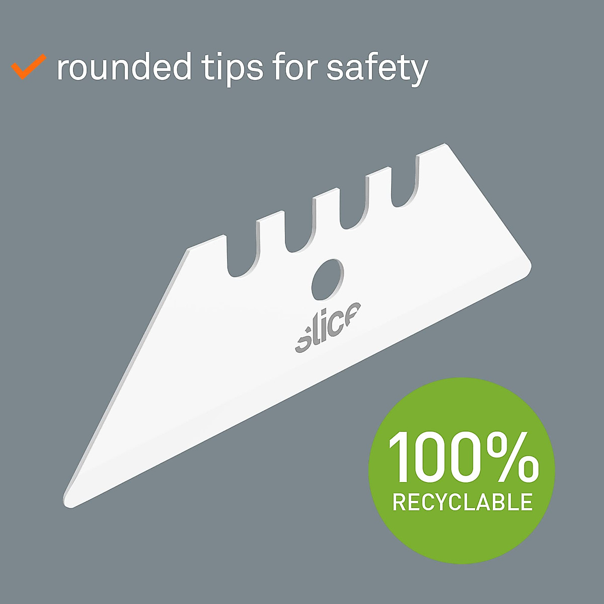 Slice 10524 Ceramic Utility Blades (Rounded-Tip), Finger-Friendly, Safe to Touch, Strong, Durable, Last 11 Times Longer Than Metal, Multiple Tool Compatibility (2 Blades)