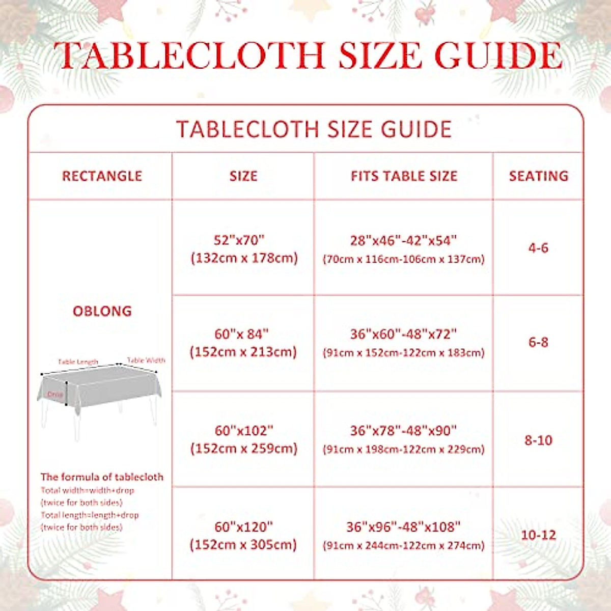 Christmas Tablecloth Vinyl Tablecloth with Flannel Backing, Waterproof Oil-Proof Stain-Resistant Snowflake Plastic Rectangle Checkered Holiday Table Cloth for Indoor Outdoor(Red/Black/White,60 x 84)