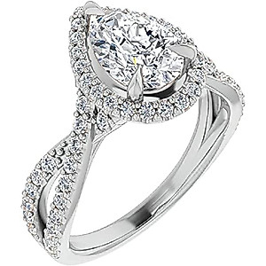 Sparkx Diamond 3.00 CT Pear Shaped Moissanite Engagement Ring, Halo Anniversary Ring, Twisted Vintage Promise Wedding Ring, 925 Sterling Silver Gift For Her (8)