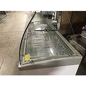 Gelato Freezer Display Case Dipping Cabinet Pan Ice cream showcase Curved Clear Glass 72"