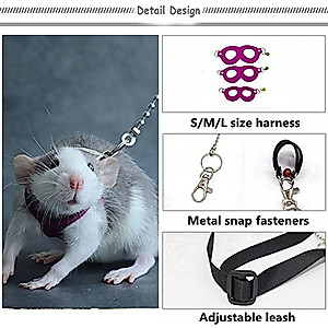 3 Pack Rat Harness and Leash Set - Adjustable Traction Rope Strap Anti-Biting Chain Rope, Small Animal Training Walking Vest Leash for Fancy Rat Mouse Gerbil Hamster Sugar Glider Birds Reptile (Black)
