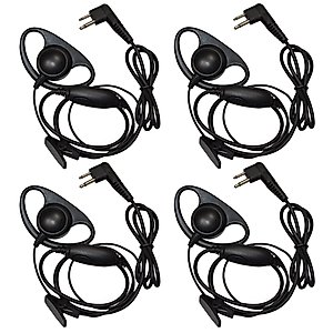 HQRP 4-Pack D Shape Earpiece Headset PTT Mic Compatible with Motorola RDV-5100, RDV-2020, AU-1200, AV-1200 Sun Meter