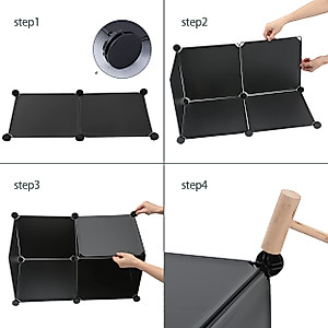 Anenz Cube Storage Shelves, DIY Plastic Cabinet Organizer - Unit for Closets Bedroom, Playroom, Living Room, Office, Dorm - Black (Set of 3)