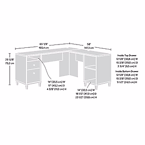 Sauder Willow Place L-Shaped Home Office Desk, Grand Walnut Finish