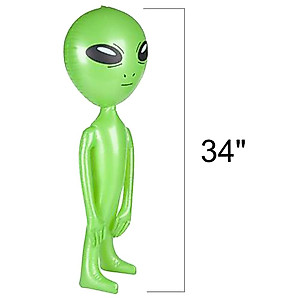 ArtCreativity Green Alien Inflates, Set of 2, Outer Space Decorations, 34 Inch Alien Inflatable Toys, Galactic Birthday Party Favors, Swimming Pool Toys for Kids, Alien Decorations for Kids’ Rooms