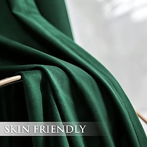 StangH Dark Green Velvet Curtains - Super Soft Blackout Panels Holiday Decor Christmas Backdrop Curtains, Grommet Thermal Insulated Sliding Door Covering, Wide 52 by Long 96 inch, 2 Panels