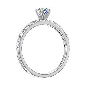 1/2 Carat Prong Set Solitaire Diamond Engagement Ring Band in 14K White Gold (Ring Size 7)