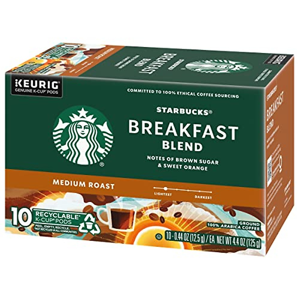 Starbucks Coffee K-Cup Pods, Breakfast Blend Medium Roast, Ground Coffee K-Cup Pods for Keurig Brewing System, 10 CT K-Cup Pods Per Box (Pack of 2 Boxes)