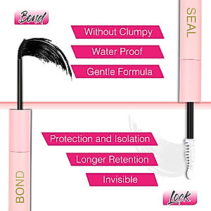 EMEDA Lash Bond and Seal Lash Glue for DIY Eyelash Extensions Strong Lash Cluster Glue for Individual Eyelashes Latex Free by EMEDA (2-in-1 Black Bond and Seal)