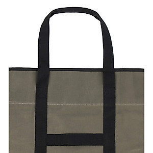 WHITEDUCK TUFF Large Firewood Carrier 21 Oz. Heavy Duty Waxed Canvas Log Carrier Holder for Fireplace, Carrying Wood Indoor & Outdoor (Olive, Rectangle (39"x18"))