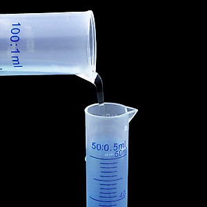 Kalevel 6pcs Measuring Graduated Cylinders 50ml Measuring Cylinders Clear Plastic Graduated Cylinders Test Tubes with Double Sided Markings, Pour Spout & Hexagonal Base