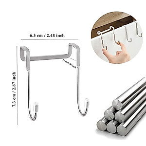 DEALSCHIC Over The Door Hooks, 4 Pack Shower Hooks Towel Hanger for Glass Door, Towel Hooks for Kitchen Bathroom Cabinets Cupboards, Stainless Steel Utility Hooks Fitting Wide and Thin Doors (White)