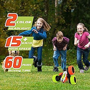 REAPP Remote Control Car for Kids, 2.4 GHz 4WD RC Stunt Car with Headlights