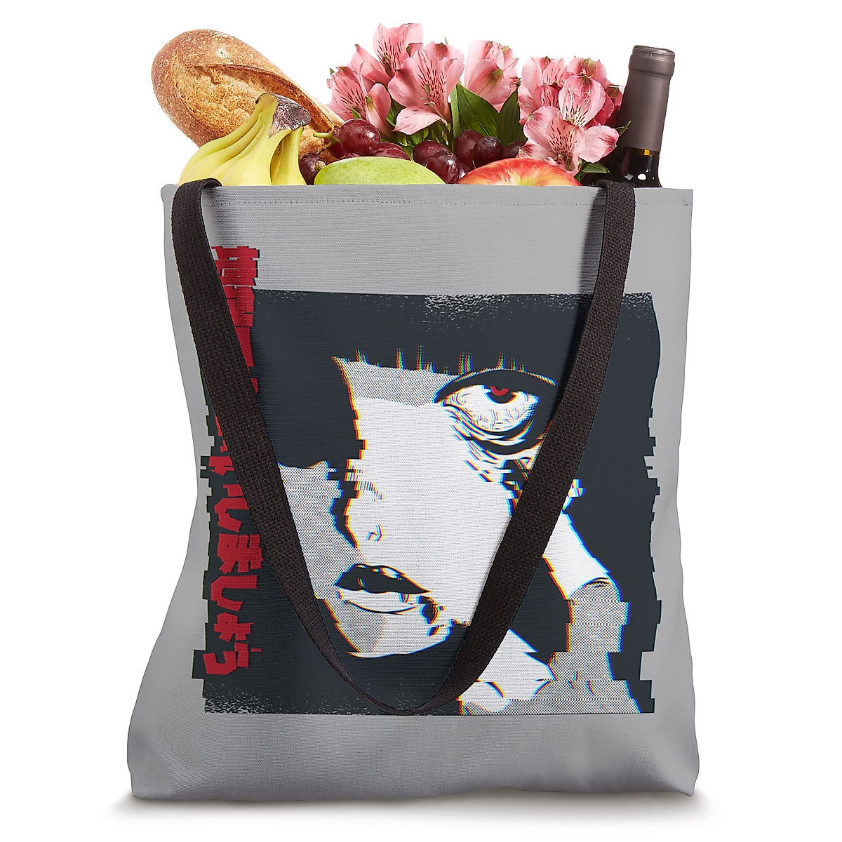 Horror Anime Antisocial Girl Glitchy Vaporwave Grunge Retro Tote Bag