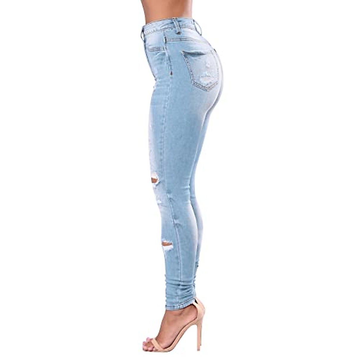 KDF Women's High Waisted Jeans for Women Distressed Ripped Jeans Slim Fit Butt Lifting Skinny Stretch Jeans Denim Pants